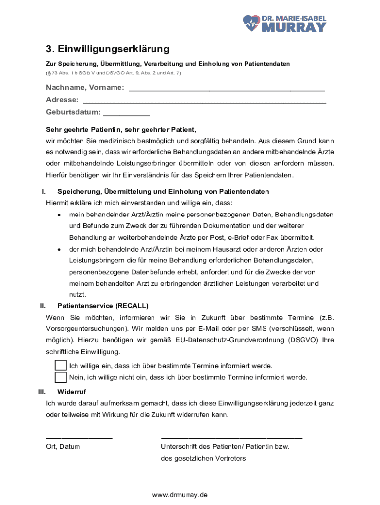 Ausfüllbar Online EU DS-GVO: Anforderungen an eine Einwilligung Fax ...