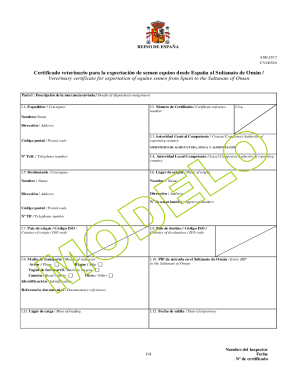 Completable En línea international animal health certificate for export ...