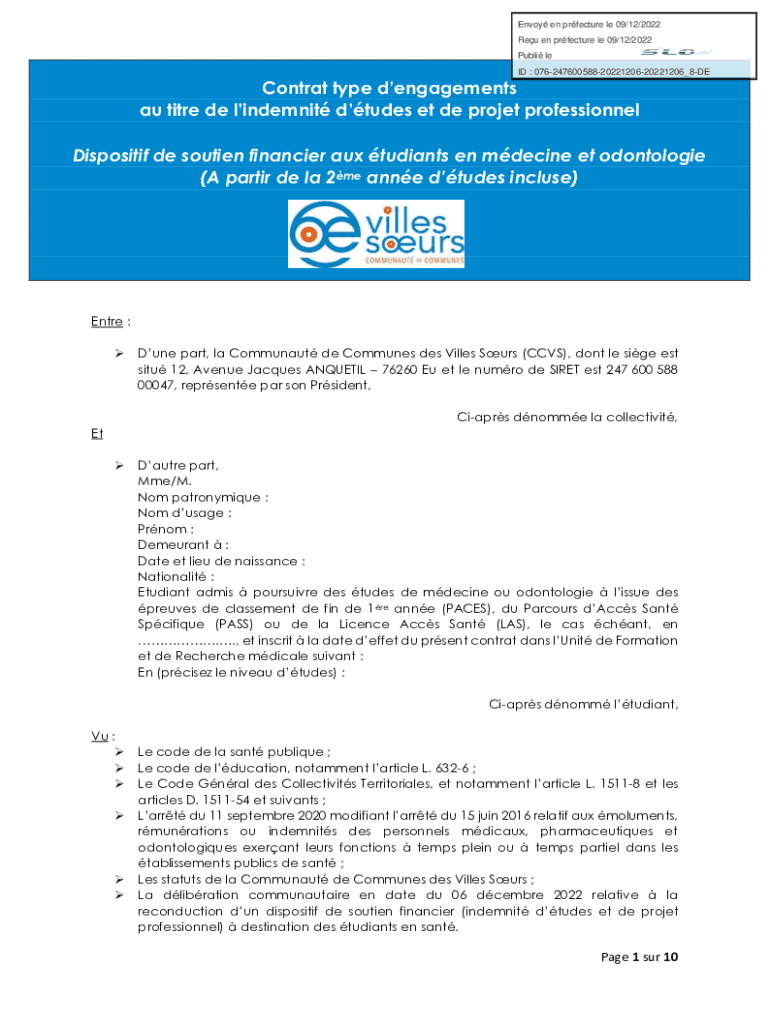 Remplissable En Ligne Contrat type d'engagements au titre de l'indemnit d'tudes et ... Fax Email ...