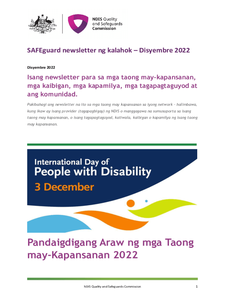 Fillable Online Isang newsletter para sa mga taong may kapansanan ...