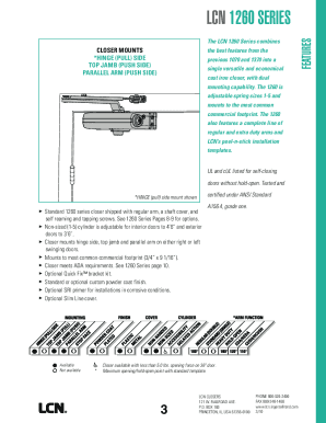 Fillable Online LCN 1260 Medium Duty Door Closer, Dark Bronze Powder ...