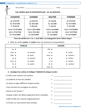 Remplissable En Ligne Le Verbe Chanter au Prsent - To sing Present ...