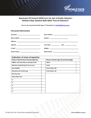 Fillable Online athletics org Expression Of Interest (EOI) Form for Out ...