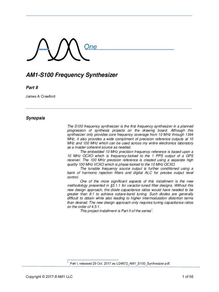 Fillable Online Analysis And Implementation Of A Frequency Synthesizer