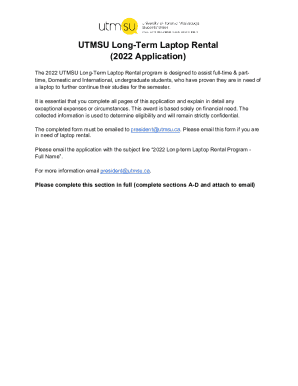 Fillable Online UTMSU Long-Term Laptop Rental (2022 Application) Fax ...