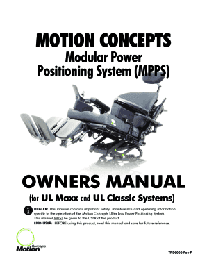 Fillable Online TRD0000 Rev F- Motion Concepts PPS Owner's Manual ...
