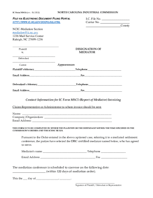 Fillable Online ic nc IC Form MSC4 - North Carolina Industrial ...