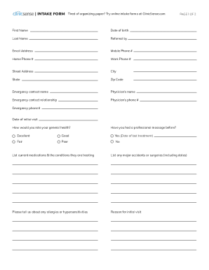 Fillable Online Free Intake Form Template Fax Email Print - pdfFiller