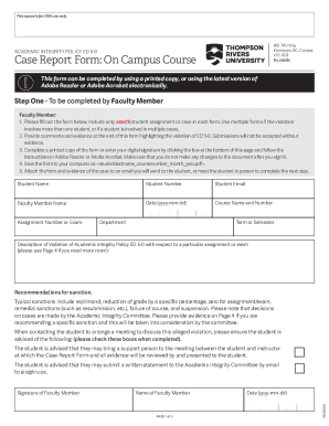 Fillable Online Case report form for campus students. Case report form ...