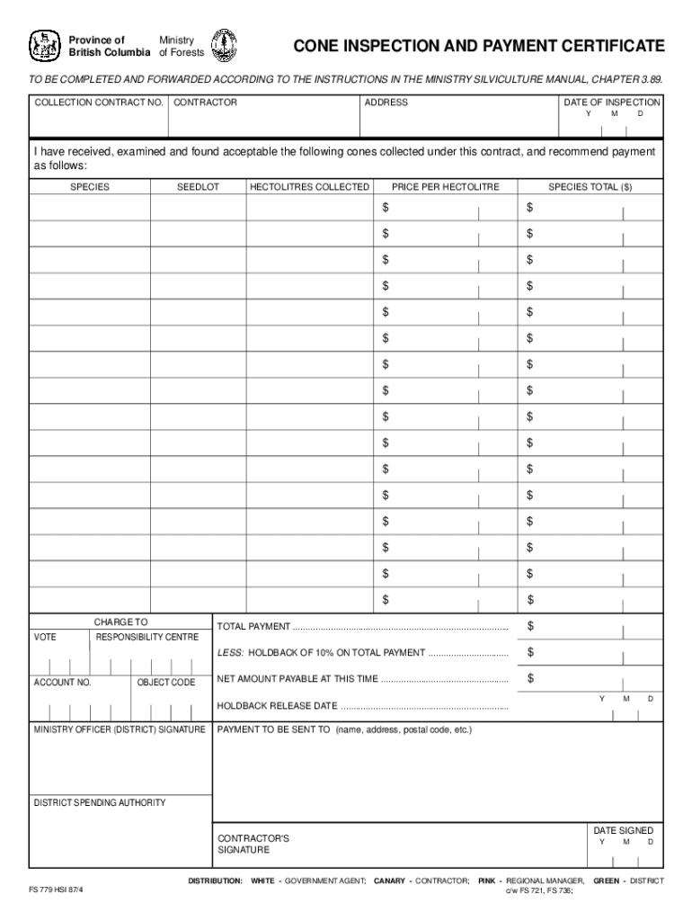 Fillable Online CONE INSPECTION AND PAYMENT CERTIFICATE Fax Email Print - pdfFiller