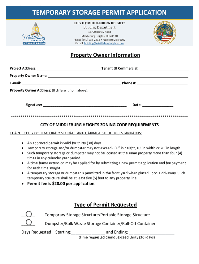 Fillable Online TEMPORARY STORAGE PERMIT APPLICATION Fax Email Print ...