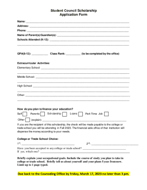 Fillable Online newhaven misd Student Council Scholarship Application ...