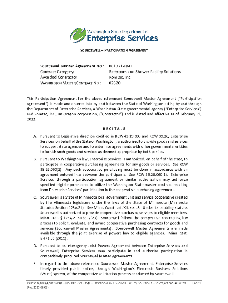 Fillable Online Sourcewell Master Agreement No.: 081721-RMT Contract ...