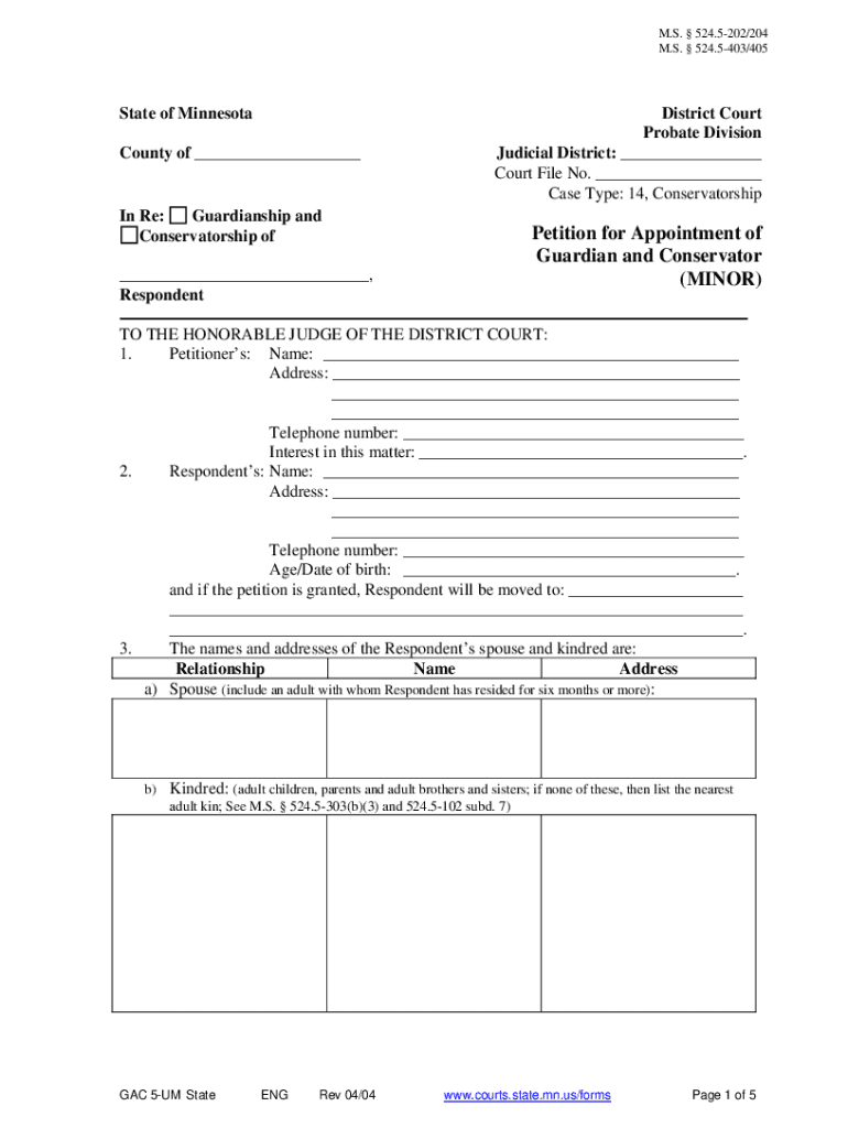 Fillable Online GPCSF-30-Petition-for-Letters-of-Conservatorship-of ...