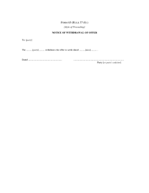 Fillable Online FORM 65 (RULE 37 (8) ). Supreme Court Rules, Form 65 ...