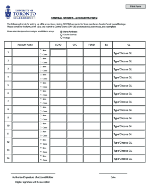 Fillable Online Central Stores - Accounts Form Fax Email Print - pdfFiller