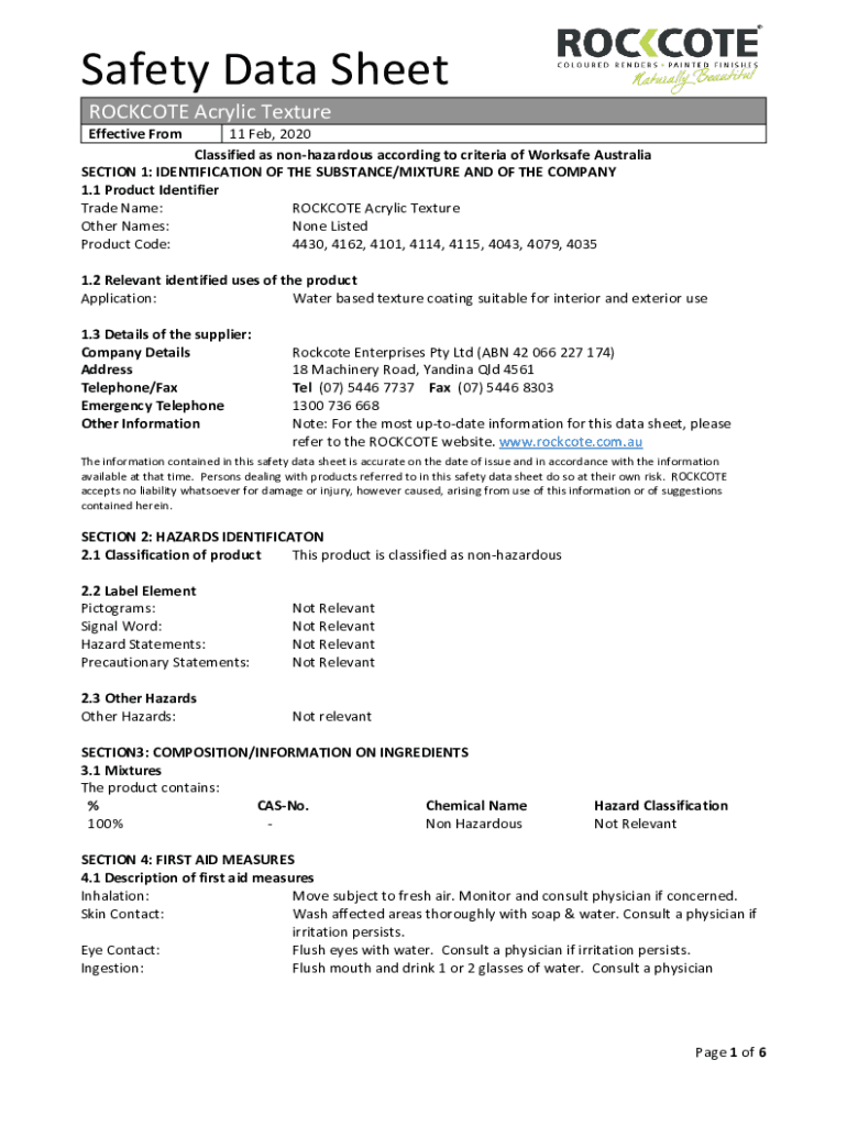 Fillable Online ROCKCOTE Acrylic Texture Fax Email Print - pdfFiller