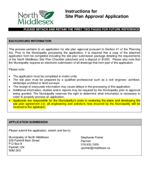 Fillable Online Instructions for Site Plan Approval Application - North Middlesex Fax Email ...