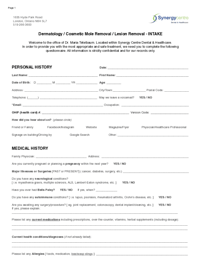 Fillable Online CMR:DERM HX FORMS - Beauty Within Medical Aesthetics ...