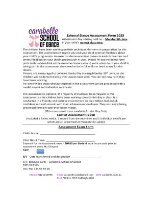 Fillable Online External Dance Assessment Form 2023 Fax Email Print ...