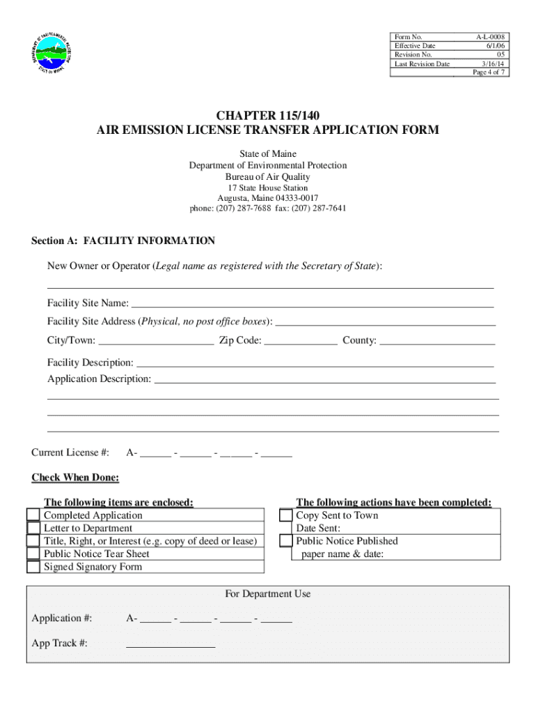 Fillable Online AIR EMISSION LICENSE TRANSFER Fax Email Print - pdfFiller