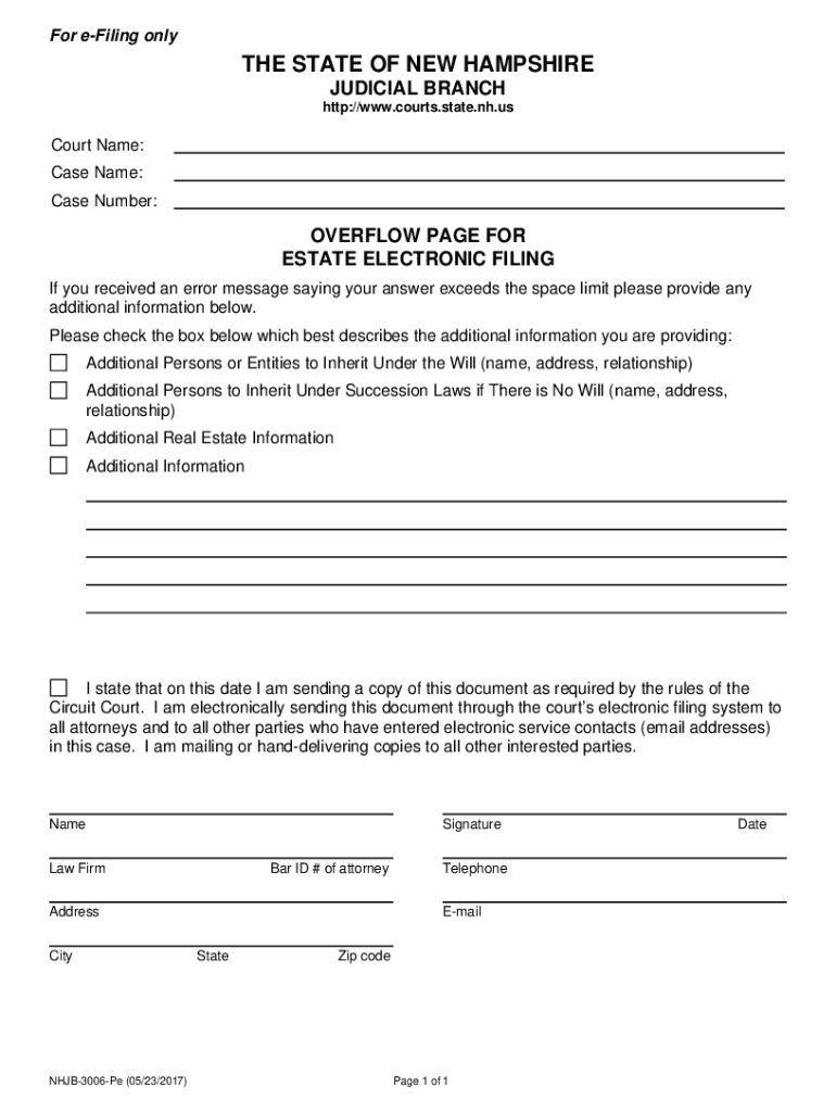 Fillable Online Overflow Page for ET eFiling Fax Email Print - pdfFiller