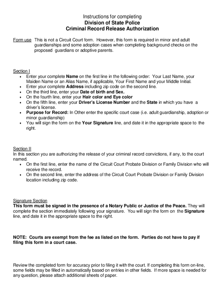 Fillable Online Virginia Criminal History Record CheckVirginia State ...