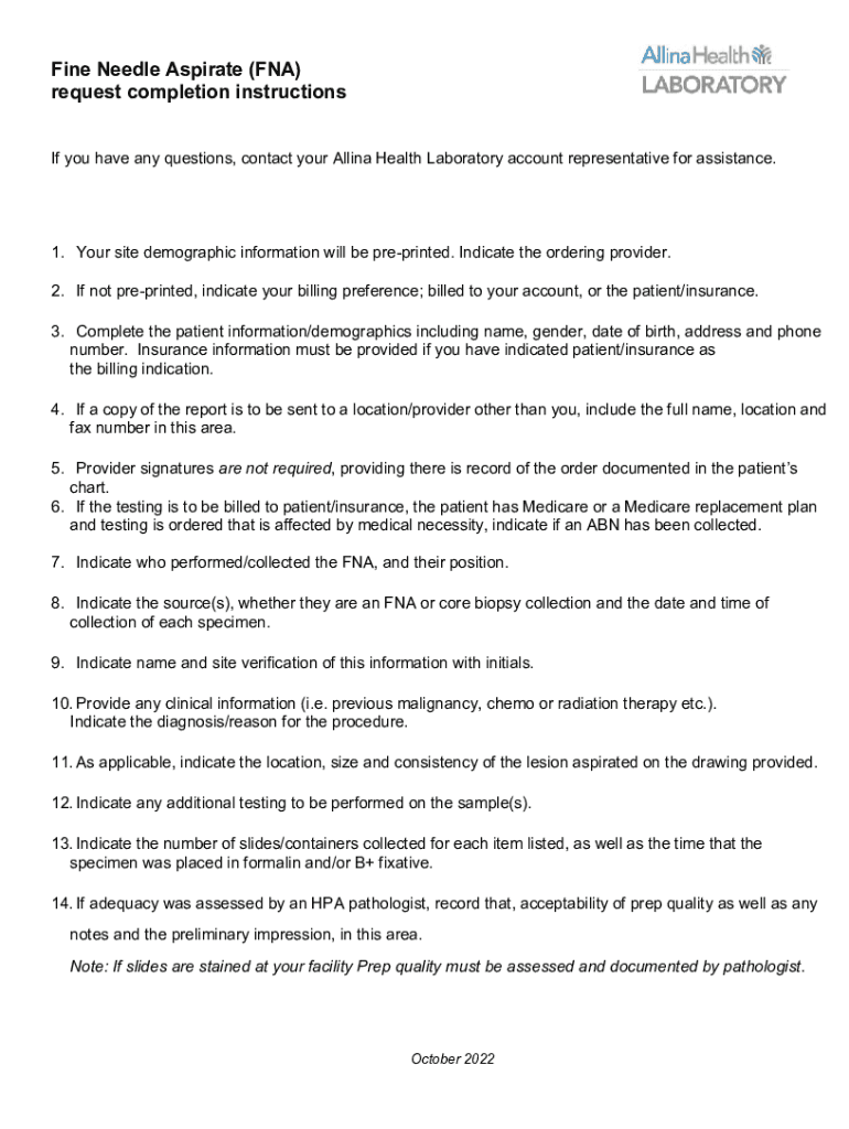 Fillable Online Misc; FINE NEEDLE ASPIRATE (FNA) REQUEST COMPLETION ...