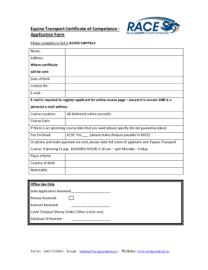 Fillable Online Transport Course Application Form Fax Email Print ...