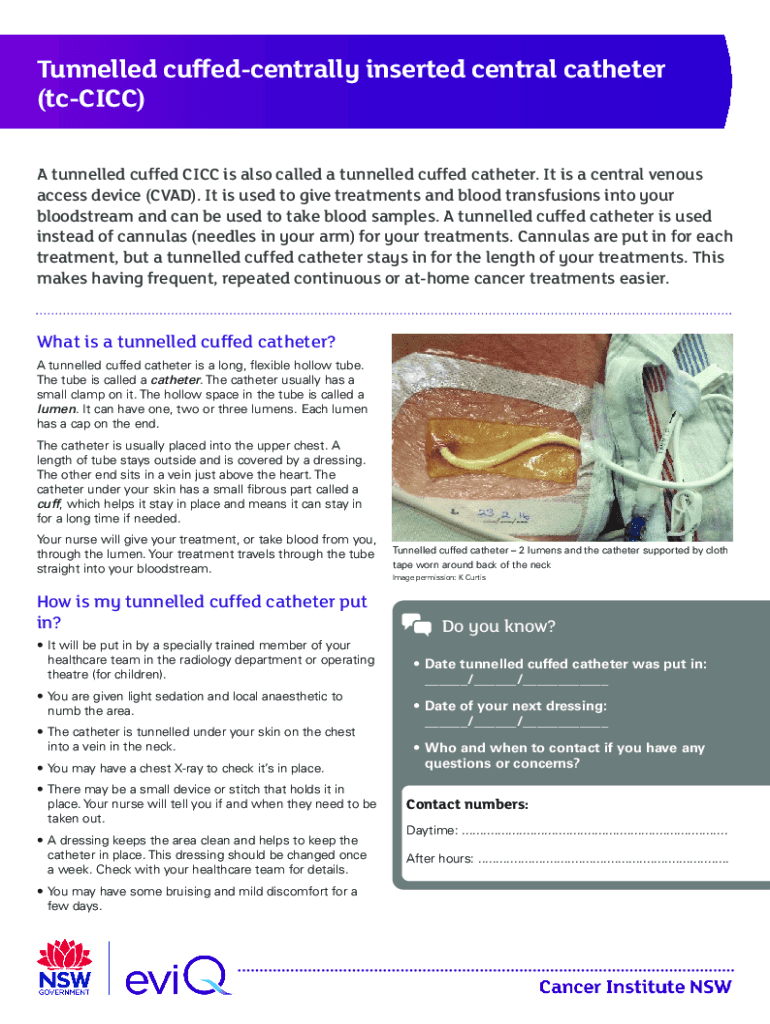 Fillable Online Tunneled Central Line (Tunneled Central Venous Catheter ...