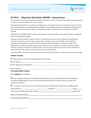 Fillable Online AP 334-1 Bring Your Own Device (BYOD) Consent Form Fax ...