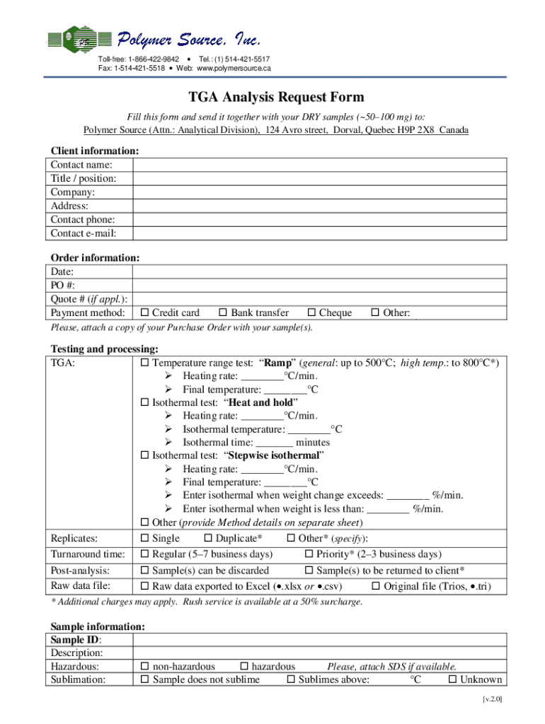 Fillable Online FT-IR Analysis Request Form Fax Email Print - pdfFiller