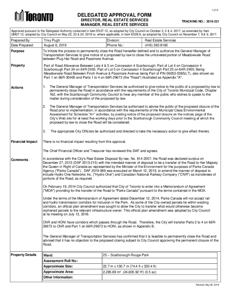 Fillable Online Transportation Services to give notice of a proposed by-law to close the ...