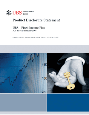Fillable Online Product Disclosure Statement - UBSFixed IncomePlus Fax ...