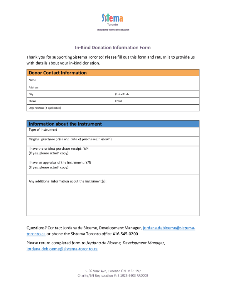 Fillable Online In-Kind Donation Information Form Fax Email Print ...