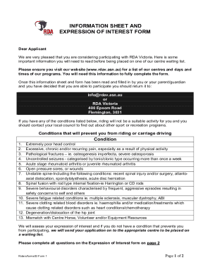 Fillable Online INFORMATION SHEET AND EXPRESSION OF INTEREST ... Fax ...