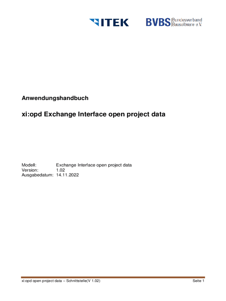 Ausfüllbar Online xi:opd Exchange Interface open project data - BVBS Fax Email Drucken - pdfFiller