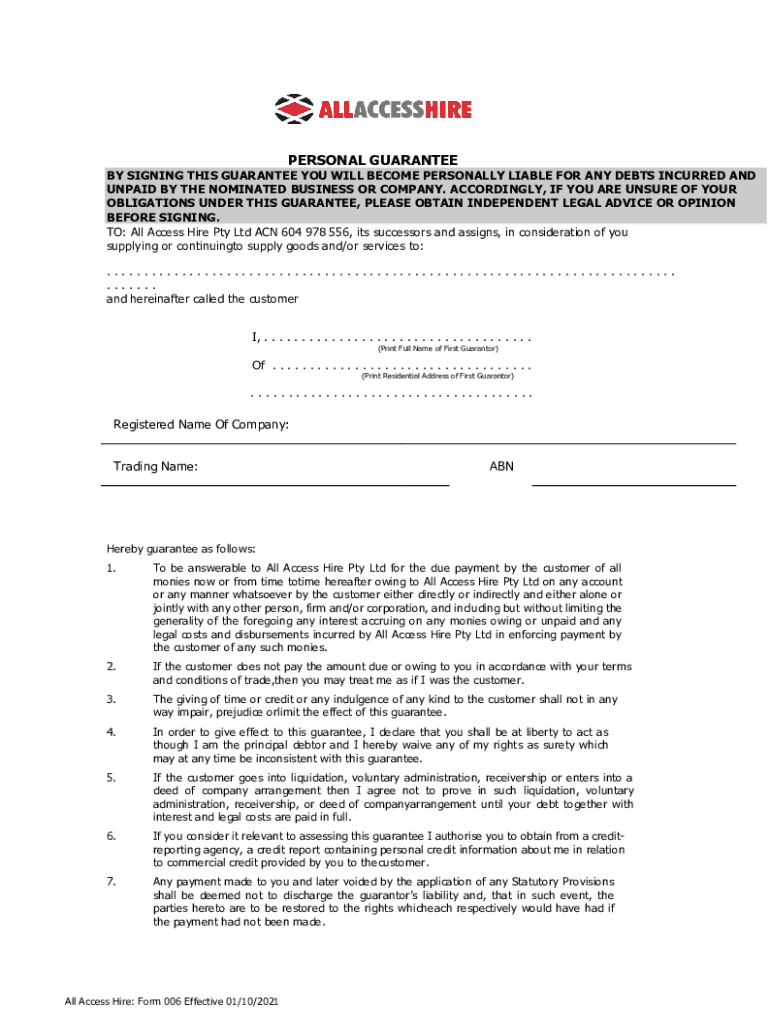 Fillable Online Should You Sign A Personal Guarantee For A Business ... Fax Email Print - pdfFiller