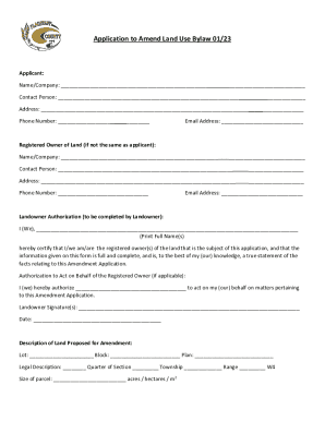 Fillable Online Application to Amend Land Use Bylaw 01/23 Fax Email Print - pdfFiller