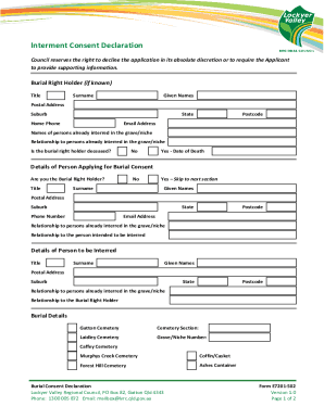 Fillable Online 5-5-14: AUTHORIZATION FOR INTERMENT: Fax Email Print ...