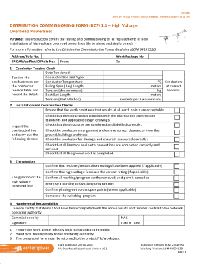 Fillable Online Distribution Commissioning Form 1.1 Fax Email Print - pdfFiller