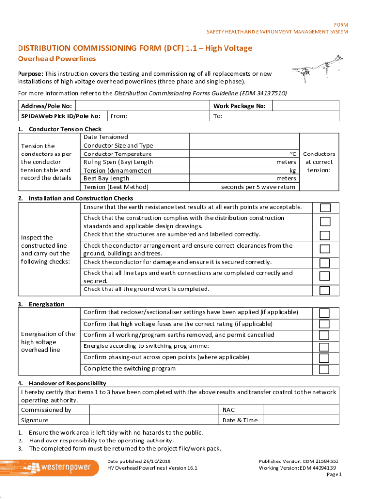 Fillable Online Distribution Commissioning Form 1.1 Fax Email Print ...