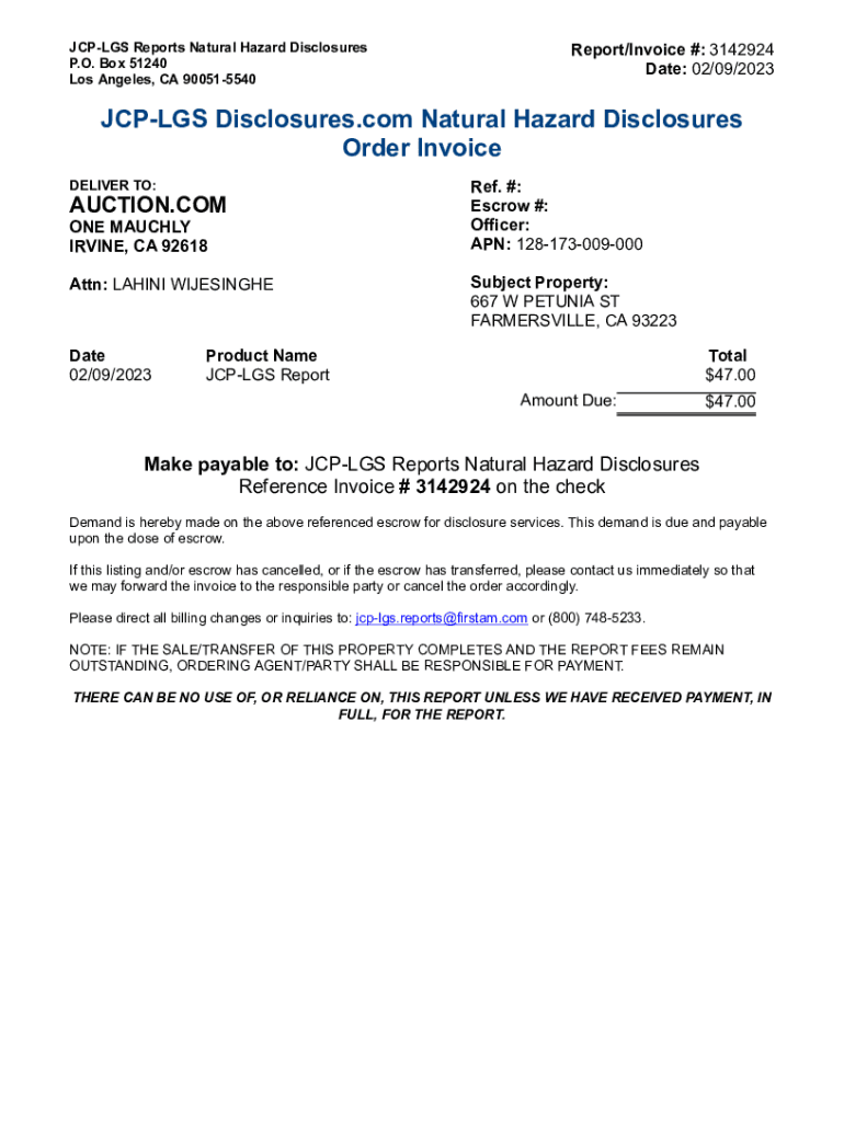 Fillable Online Report/Invoice#:3142924 Fax Email Print - pdfFiller
