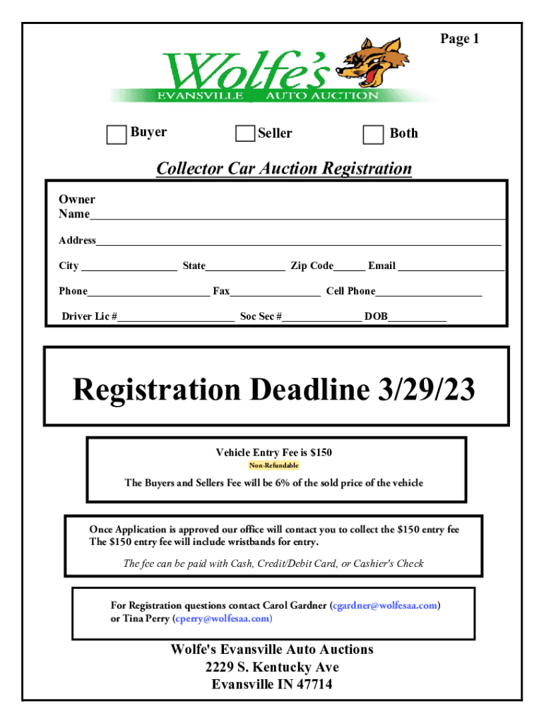 Fillable Online Texarkana Auto Auction, LLC 2631 E. Wallace Drive ...