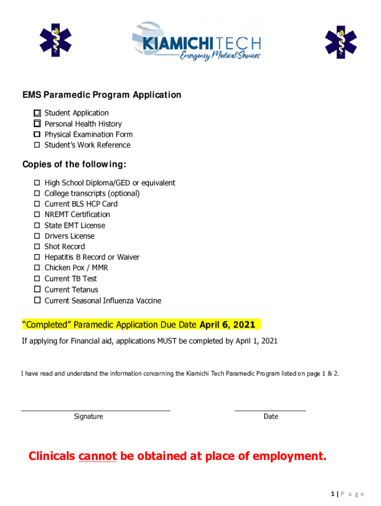 Fillable Online emergency medical services program 2024 application ...