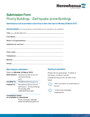 Fillable Online Submission Form Priority Buildings Earthquake-prone ...