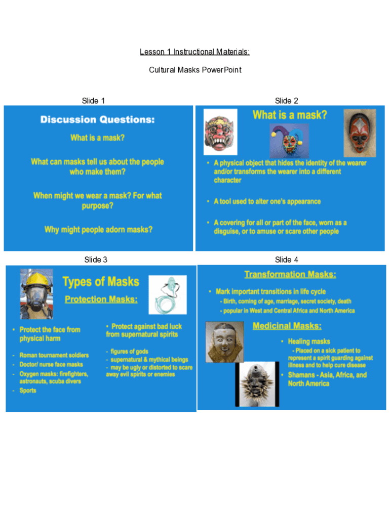 Fillable Online Cultural Masks Lesson Plans & Worksheets Reviewed by ...