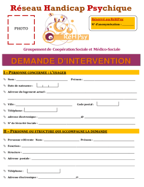 Remplissable En Ligne Rseau Handicap Psychique DEMANDE D'INTERVENTION Faxer Email Imprimer ...