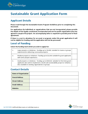 Fillable Online Sustainable Grant Application Form Fax Email Print ...