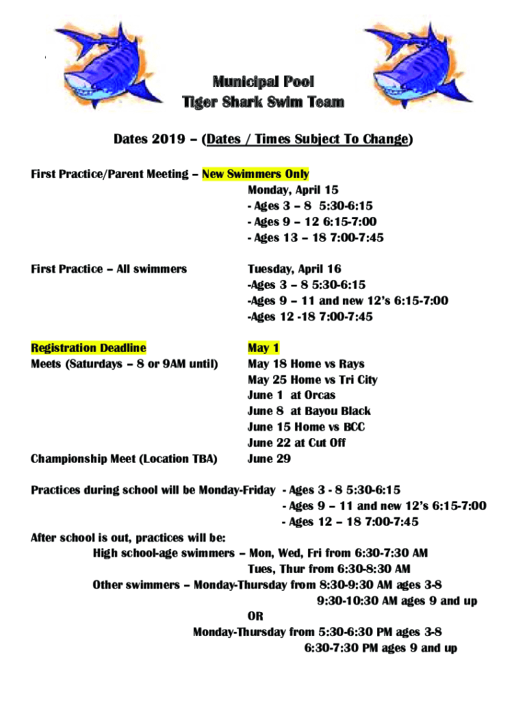 Fillable Online Tiger Shark Swim Team Handbook Fax Email Print - pdfFiller